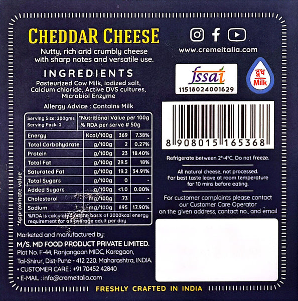 Cheddar cheese Block – CRÈMEITALIA